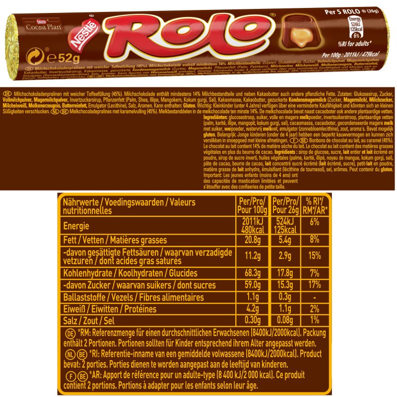 Nestle "Rolo" Toffee (36x52g Packung)