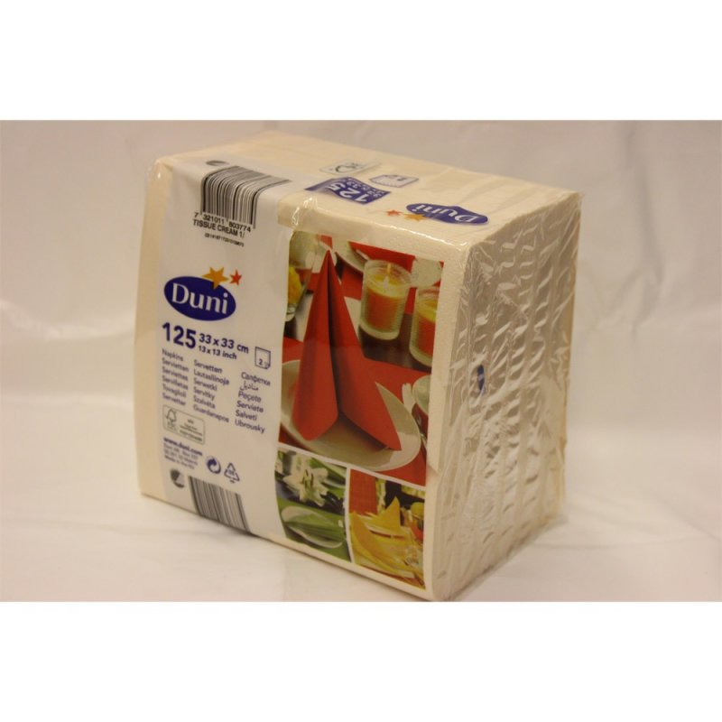 Duni Servietten (Tissue), creme, 2 lagig, 33 x 33cm, 125 Stck.