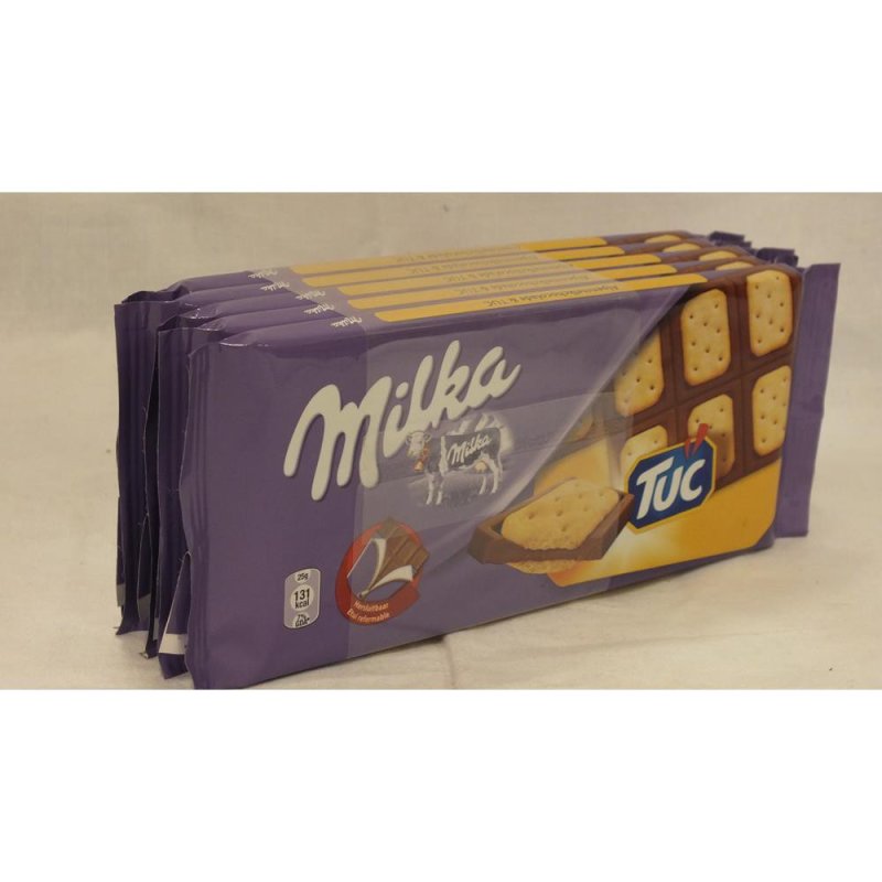 Milka Schokoladen-Tafel Alpenmelkchocolade & TUC, 5 x 87g (Alpenmilch