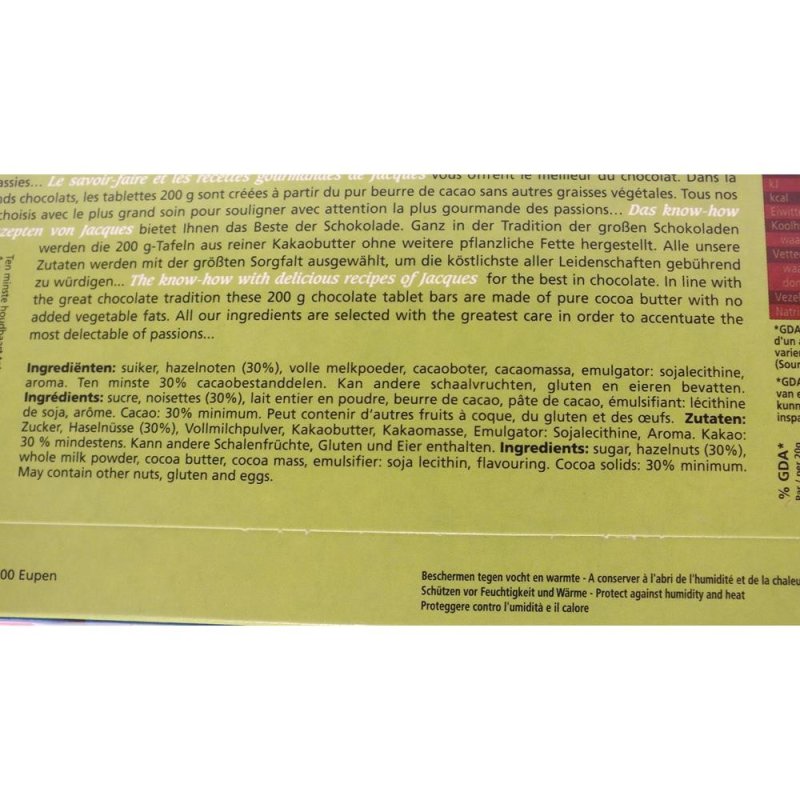Jacques original belgische Schokolade, Chocolat au Lait avec Noisette