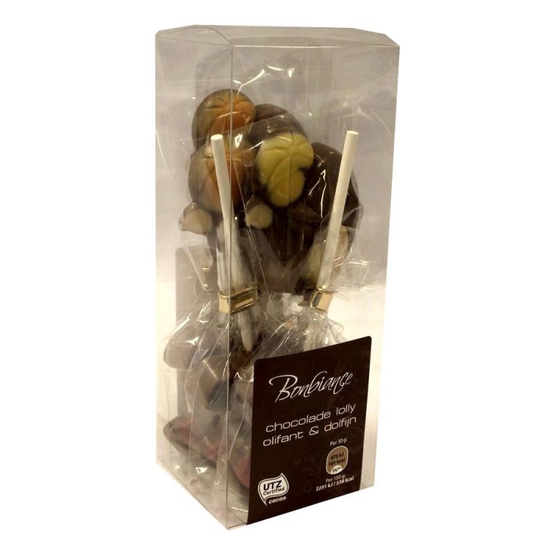 Bonbiance chocolade lolly olifant & dolfin 6 x 30g (Schokoladen-Lutsc