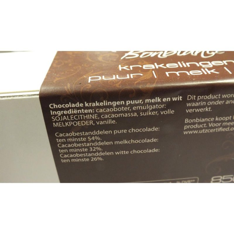 Bonbiance patisserie chocolade krakelingen puur melk wit 850g Packung