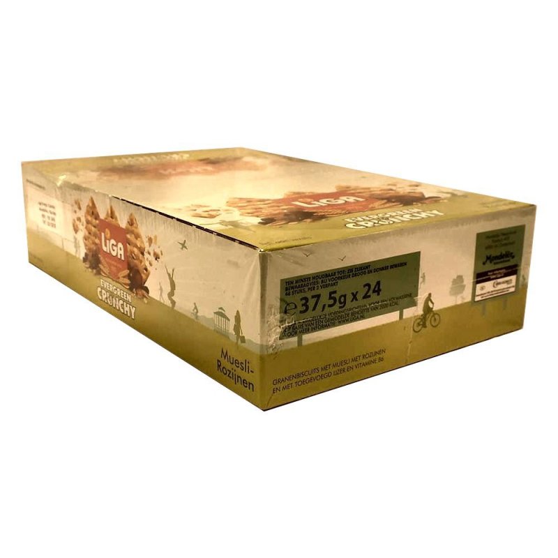 Liga Evergreen Crunchy Rozijnen, 4 x 250g Packung (Vollkornsnack mit