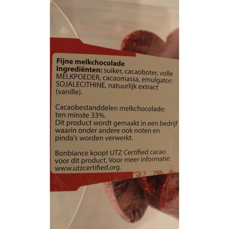 Bonbiance mini hartjes 100g Packung (Schokoladen-Herzen)