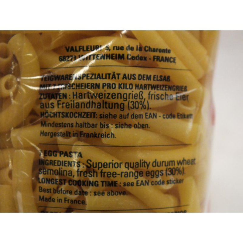 Valfleuri Pates D'Alsace Macaroni 250g Packung (Makkaroni)