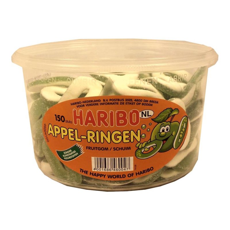 Haribo Appel-Ringen 150 Stck. Runddose IMPORT (Fruchtgummi Apfelringe