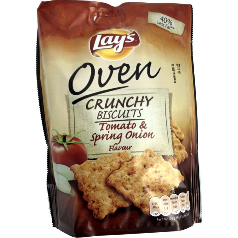 Lays Ofen Chips Crunchy Biscuits Tomate & Zwiebel 14 x 100g Karton (T