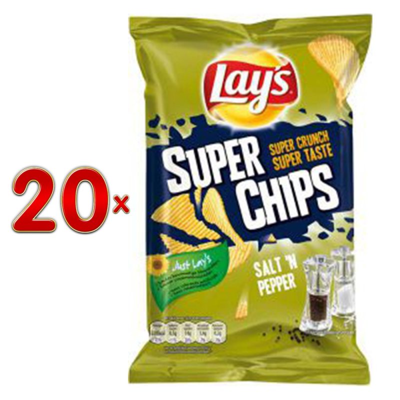 Lays Super Chips Salt'n Pepper 20 x 40g Karton (Riffel Chips Salz & P