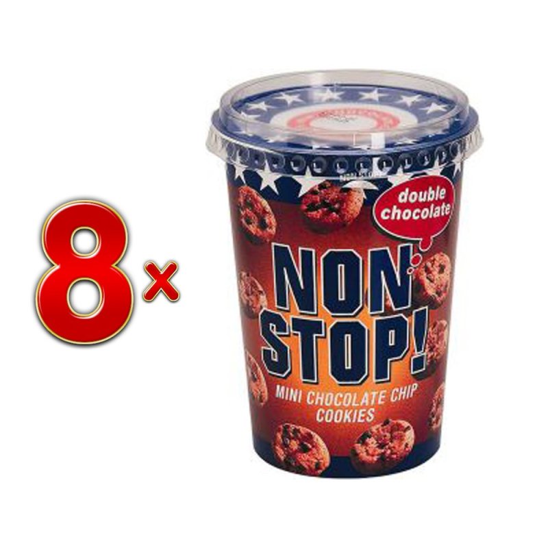 Non Stop! Mini Chocolate Chip Cookies 8 x 125g (Double Chocolate Keks