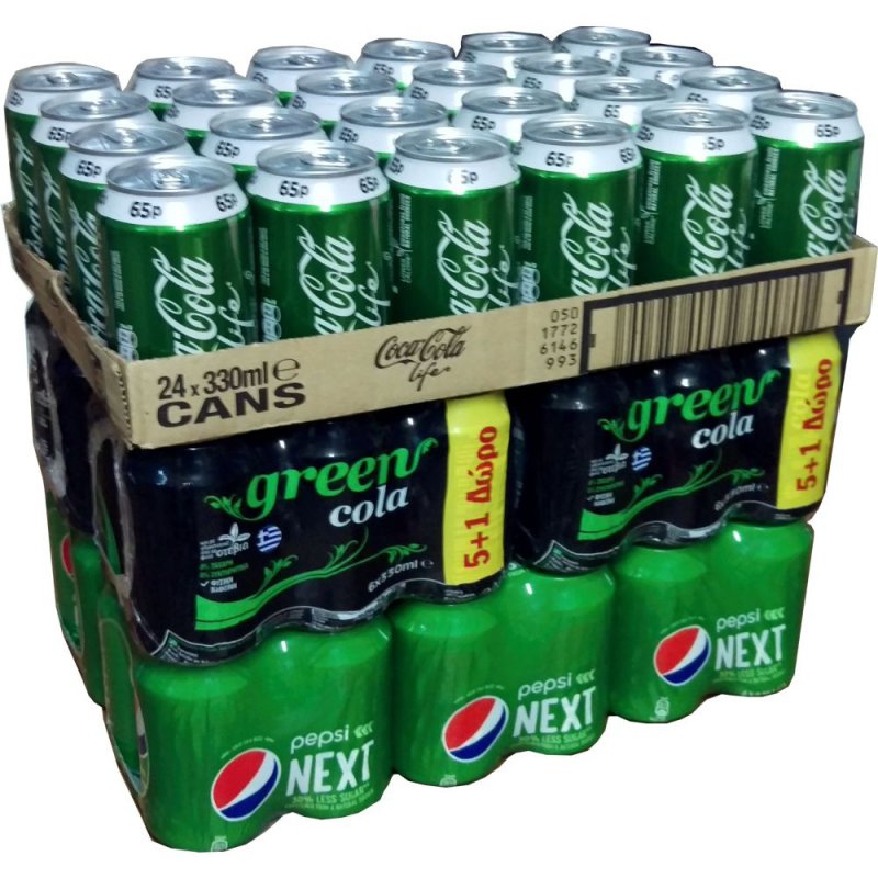 Green Cola, Pepsi Next & Coca Cola Life je 24 x 0,33l Dose XXL-Paket