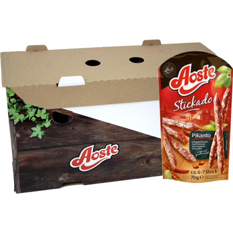 Aoste Stickado Pikanto 12 x 70g Beutel (scharfe Minisalamis)