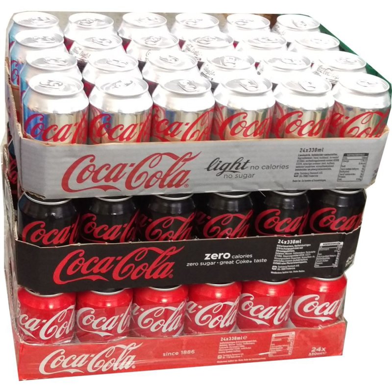 Coca Cola Light, Coca Cola Zero & Coca Cola Original je 24 x 0,33l Do