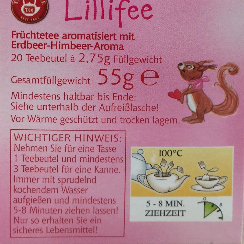 Teekanne Früchtetee Prinzessin Lillifee (20x2,75g Packung)