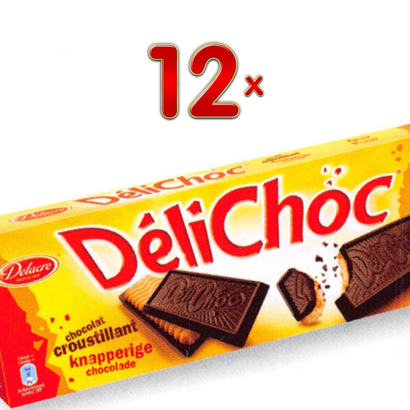 Delacre DeliChoc Noir 12 x150g Packung (dunkle Schokolade mit Keks)