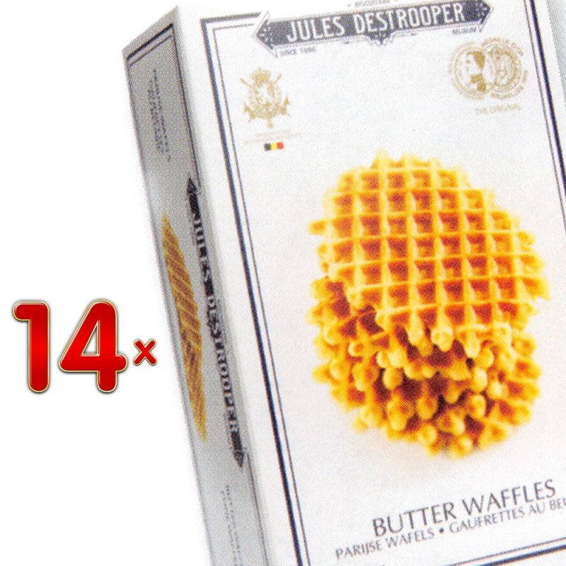 Jules Destrooper Butter Waffles 14 x 50g Packung (Butterwaffeln mit V