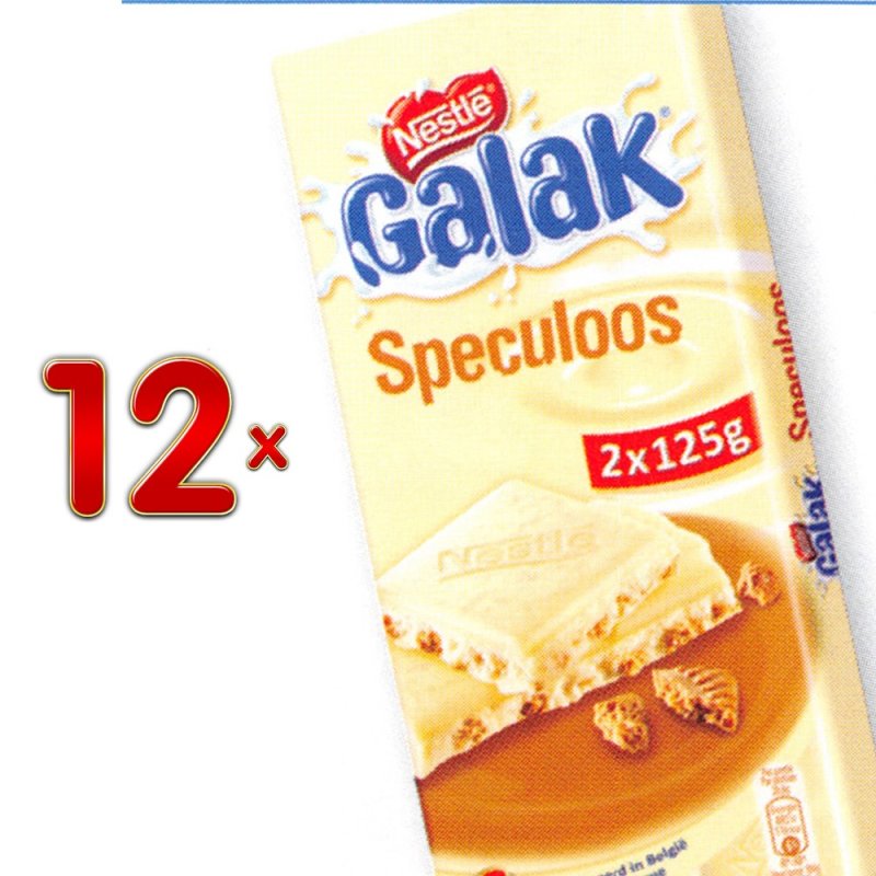 Nestle Galak Speculoos blanc 12 x 250g Packung (weiße Schokolade mit