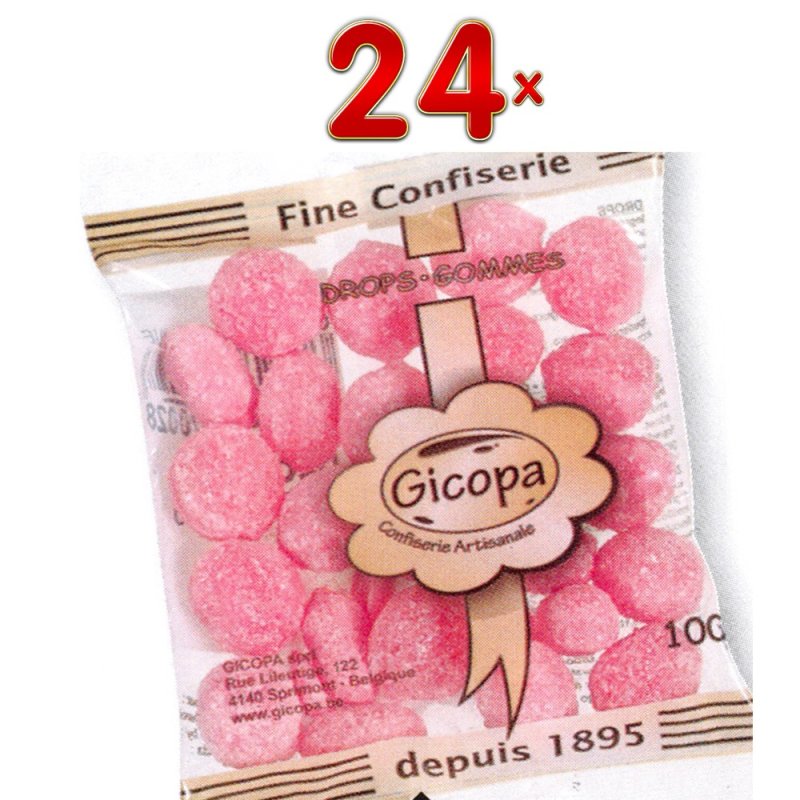 Gicopa Cerises Citric Sachet 24 x 100g Packung (Kirsch-Bonbons)