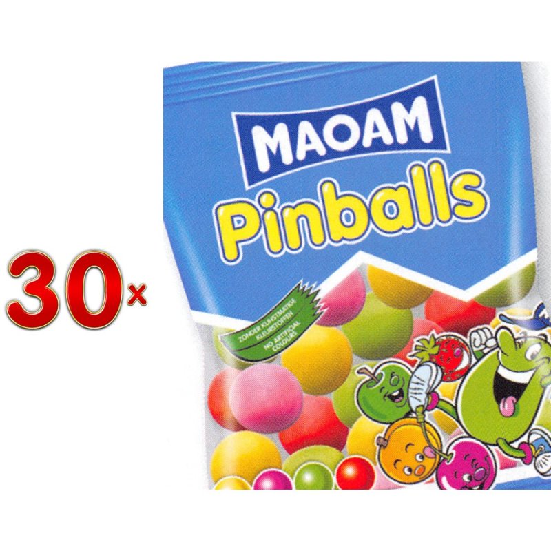 Maoam Pinballs Sachet 30 x 70g Packung (Kaubonbons verschiedener Gesc