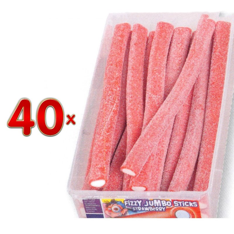 Mega Stars Jumbo Sticks Fizzy Strawberry 40 x 47g Dose (saure Fruchtg