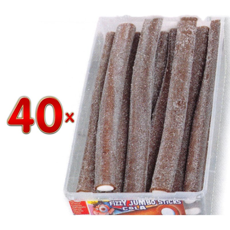 Mega Stars Jumbo Sticks Fizzy Cola 40 x 47g Dose (saure Fruchtgummi-S