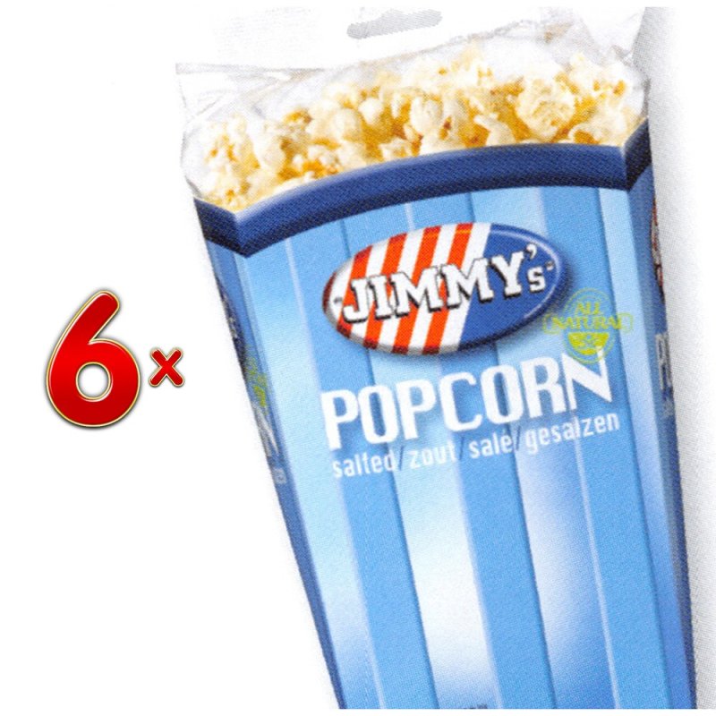 Jimmy's Popcorn Zout 6x90g Packung (gesalzenes Popcorn)