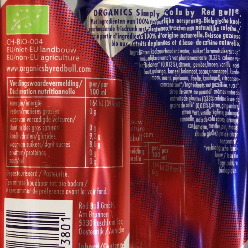 Red Bull Organics Simply Cola Dosen