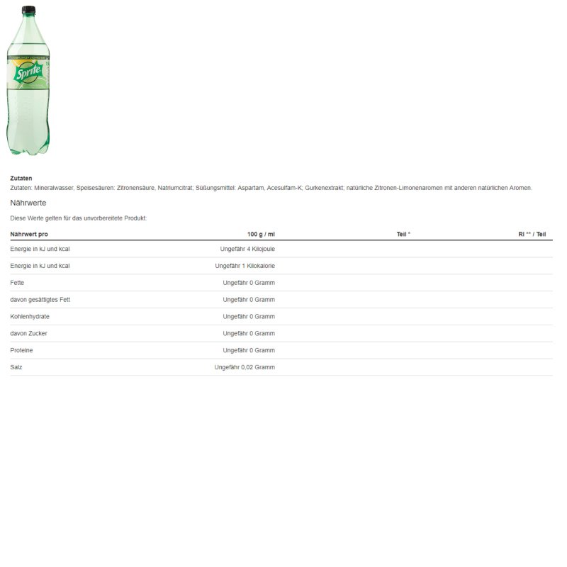 Sprite Cucumber (Sprite Gurke) 1,5l PET