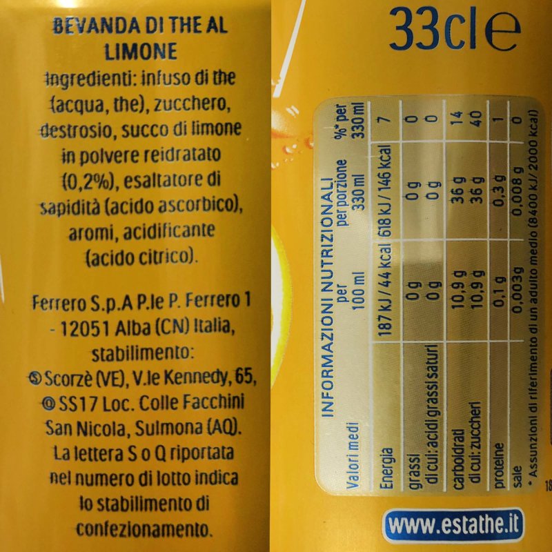 Ferrero Estathe limone (24x0,33l Dose Eistee Zitrone)