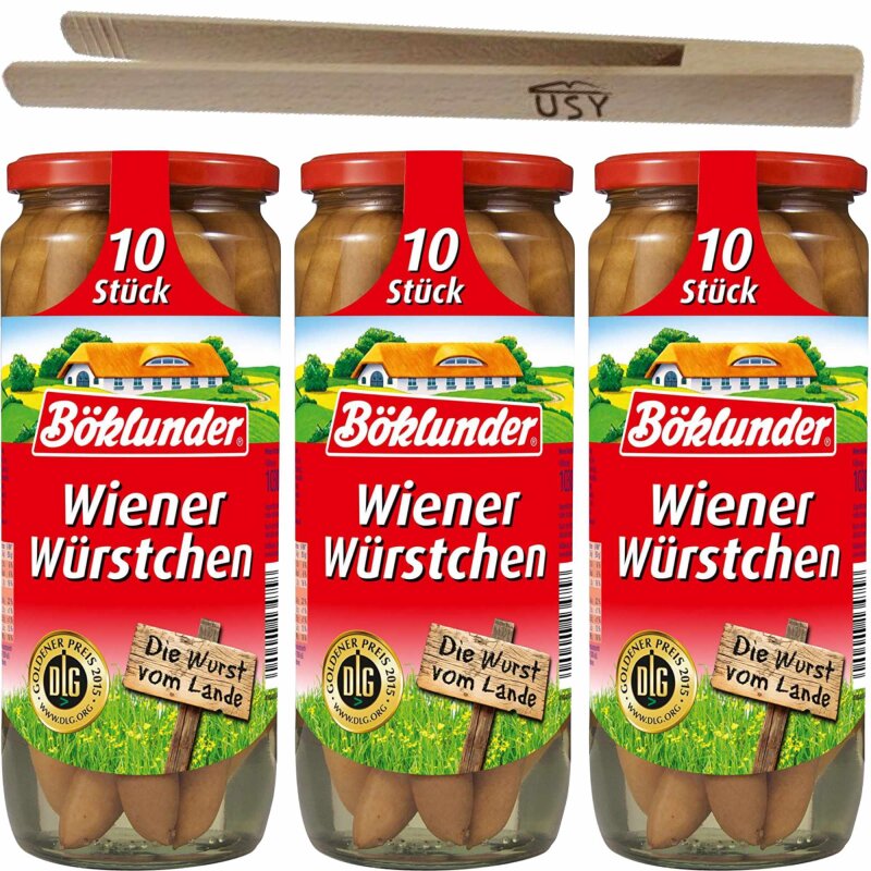 Böklunder Wiener Würstchen PARTYPACK (3x500g Glas) = 30 Würstchen mit