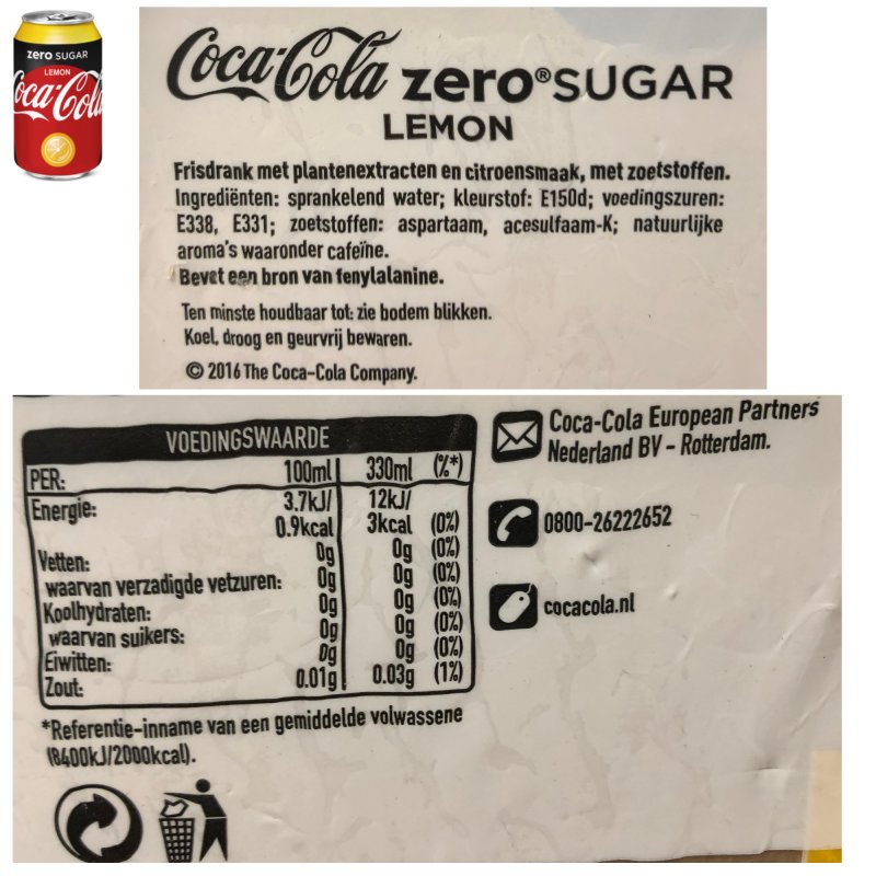 Coca Cola Zero Lemon 12x0,33l Dose NL (Coke Zero Lemon)