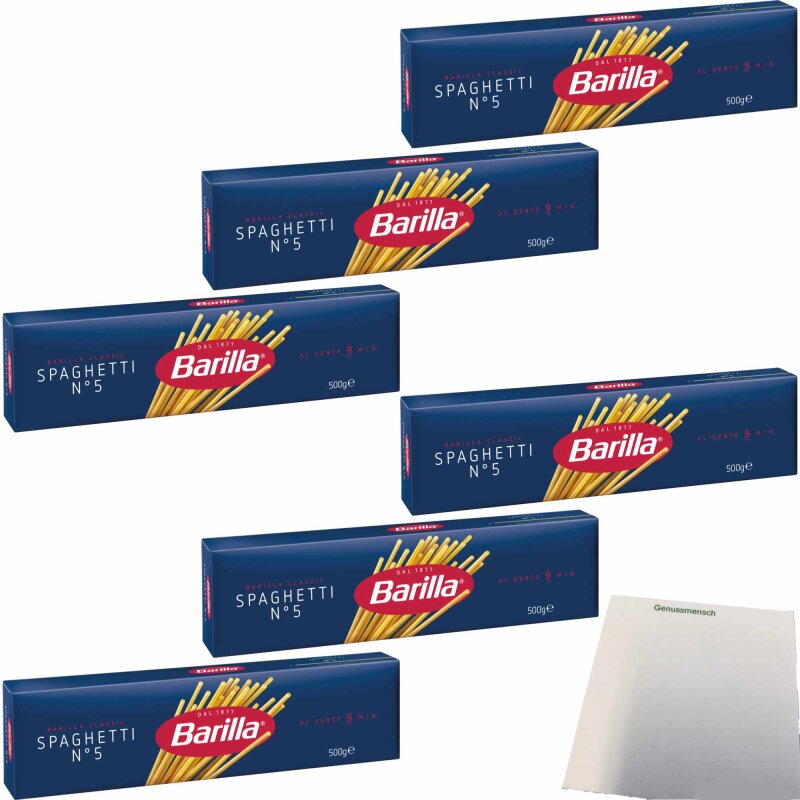Barilla Spaghetti No5, Maxi Pack (6x500g Packung) + usy Block