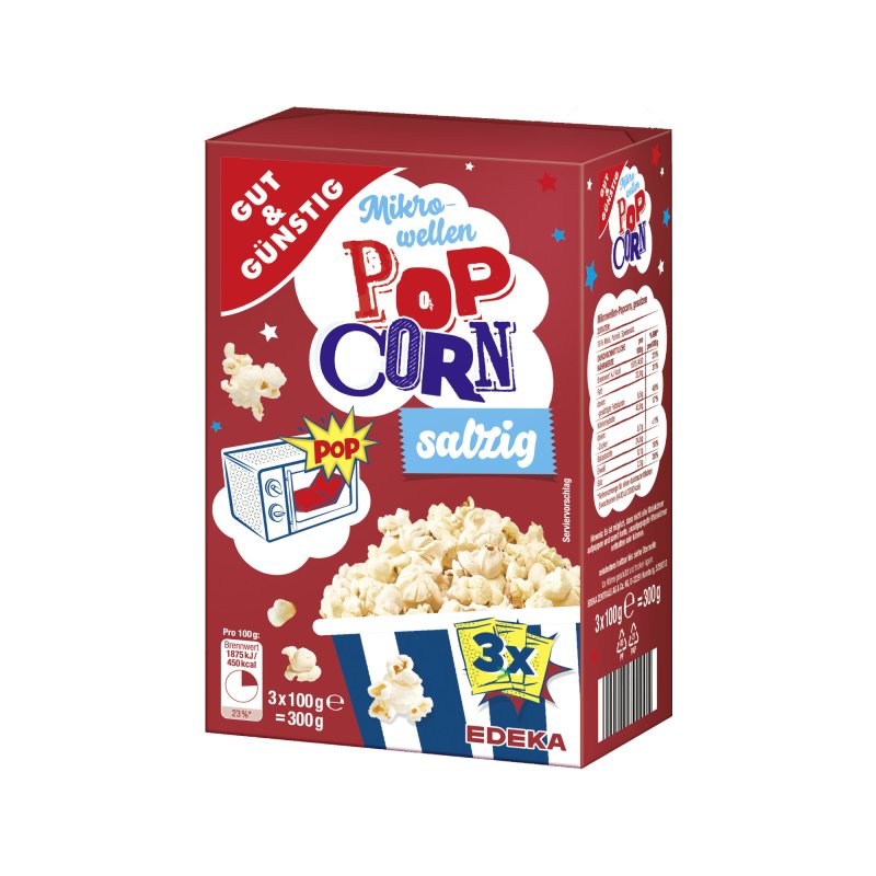Gut & Günstig Mikrowellen Popcorn salzig (3x100g)