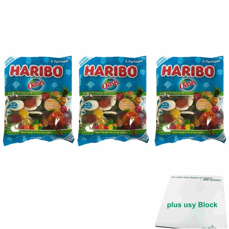 Haribo Oasis 3er Pack (3x220g Beutel) + usy Block