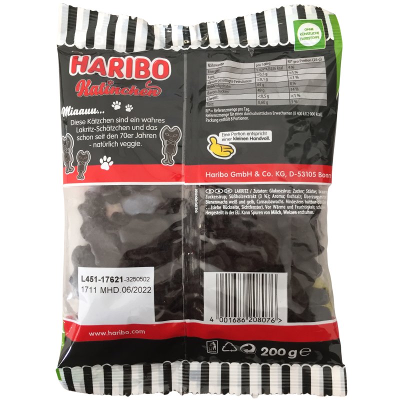 Haribo Katinchen 1er Pack (1x200g Beutel) + usy Block