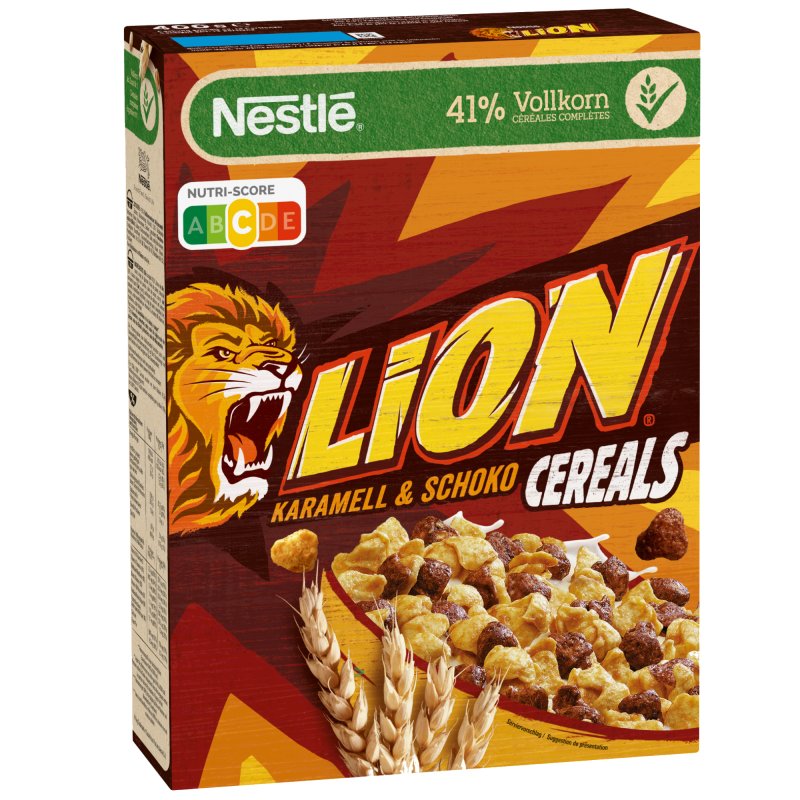 Nestle Lion Cereals Karamellschoko Cornflakes 41% Vollkorn 1er Pack