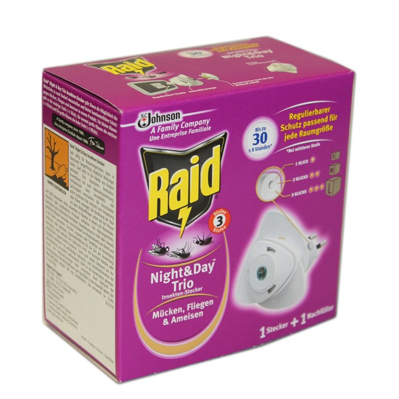 Raid Mückenstecker Night & Day Trio Insektenstecker (1 Stecker + 1 Na