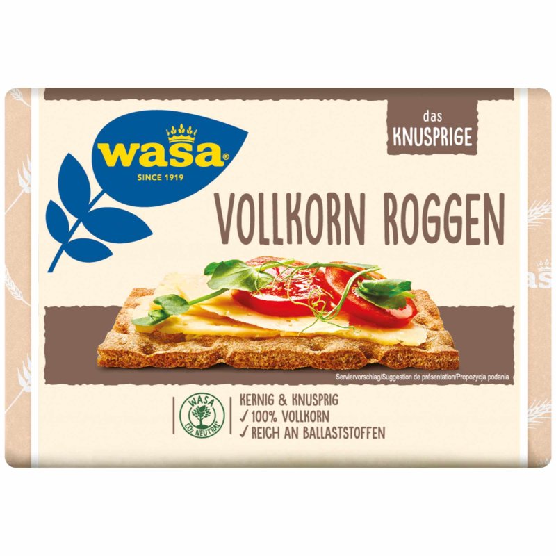 Wasa Vollkorn Knäckebrot kernig knusprig 100% Vollkorn reich an Balla