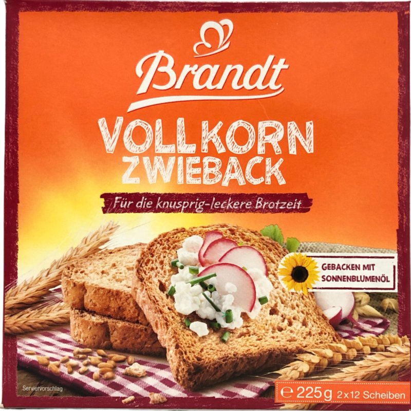 Brandt Vollkorn Zwieback knuspriger Genuss (225g Packung)