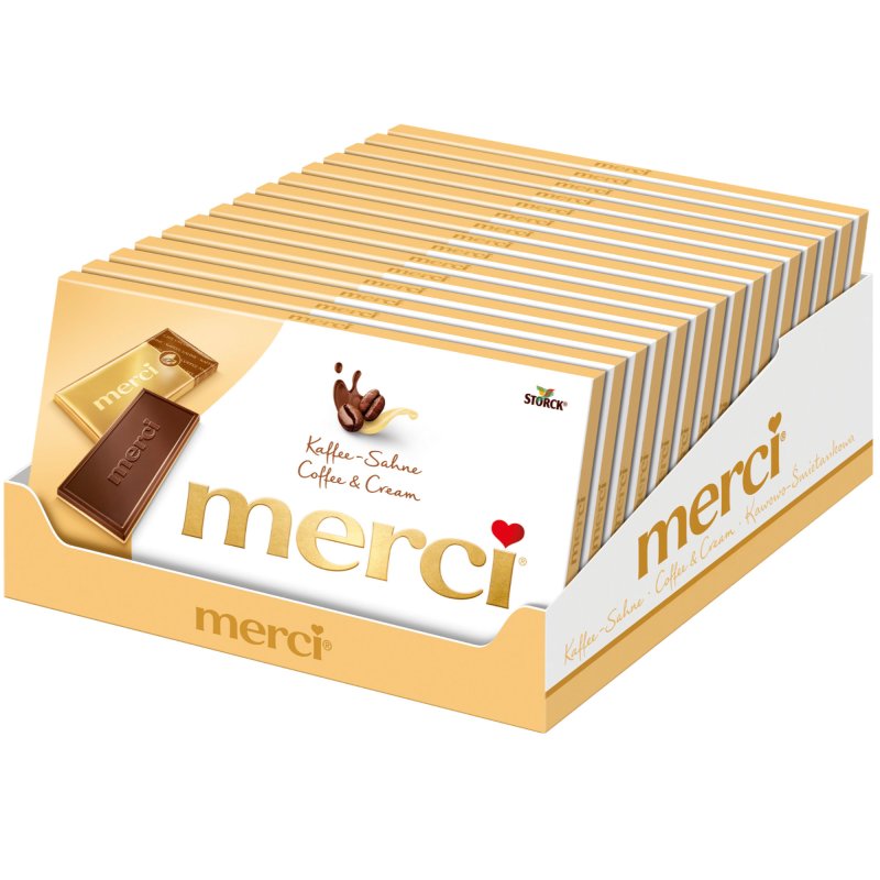 Merci Kaffee-Sahne Tafelschokolade VPE (15x100g Packung)
