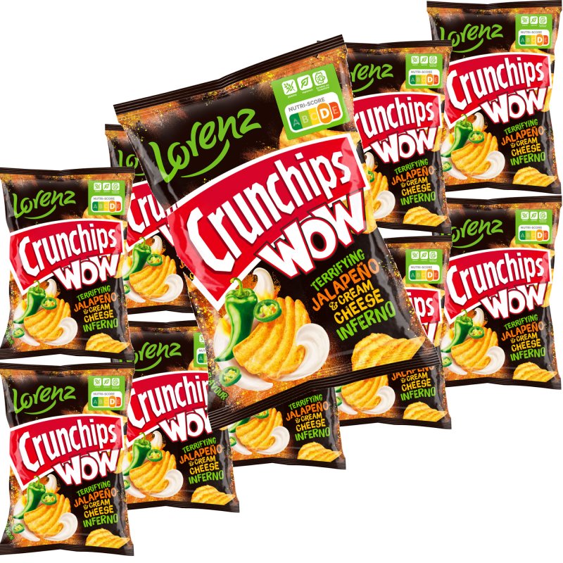 Lorenz Crunchips WOW Jalapeno & Sour Cream geriffelte Kartoffelchips
