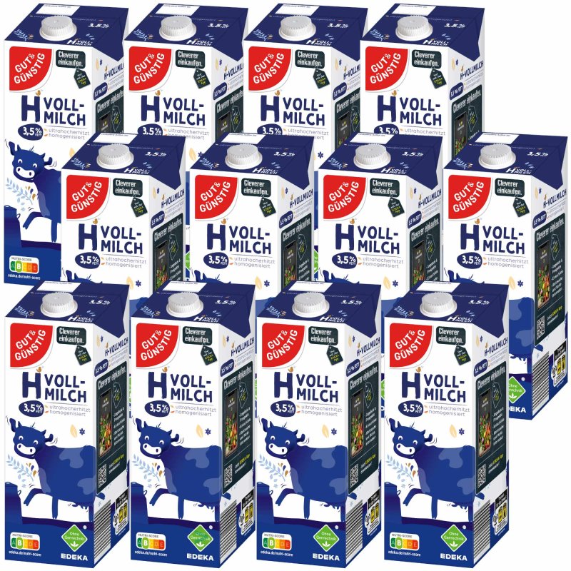 Gut&Günstig H-Milch Vollmilch 3,5% Fett VPE (12x1 Liter Packung)
