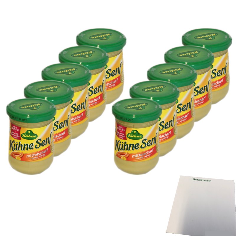Kühne mittelscharfer Senf 10er Pack (3x250ml Glas) + usy Block