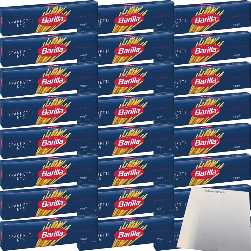 Barilla Spaghetti No. 5 24er Pack (24x500g Packung) + usy Block