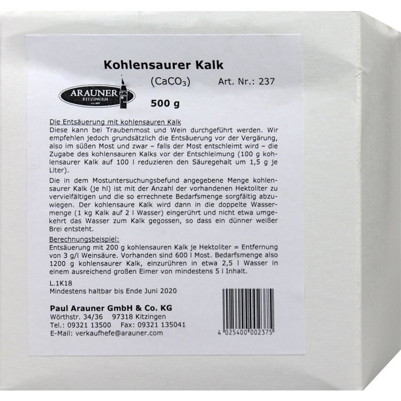 Kitzinger Kohlensaurer Kalk (500g Packung)