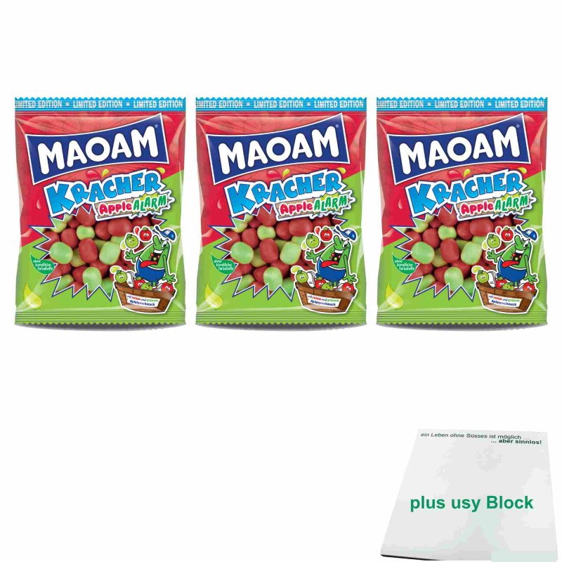 Haribo Maoam Kracher Ice Tea 3er Pack (3x200g Packung) + usy Block