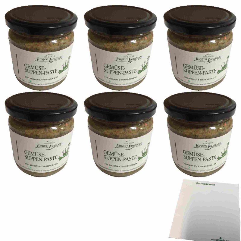 Jürgen Langbein Gemüse-Suppen-Paste 6er Pack (6x400g Glas) + usy Bloc