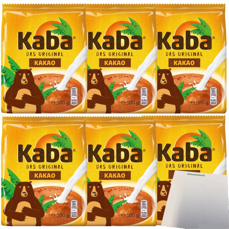 Kaba Das Original Kakao Getränkepulver 6er Pack (6x500g Beutel) + usy