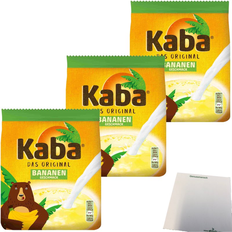 Kaba Das Original Banane Getränkepulver 3er Pack (3x400g Beutel) + us