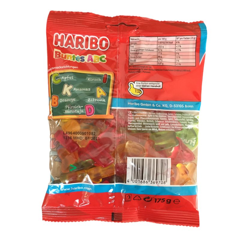 Haribo Buntes ABC 3er Pack (3x 175g Beutel) + usy Block