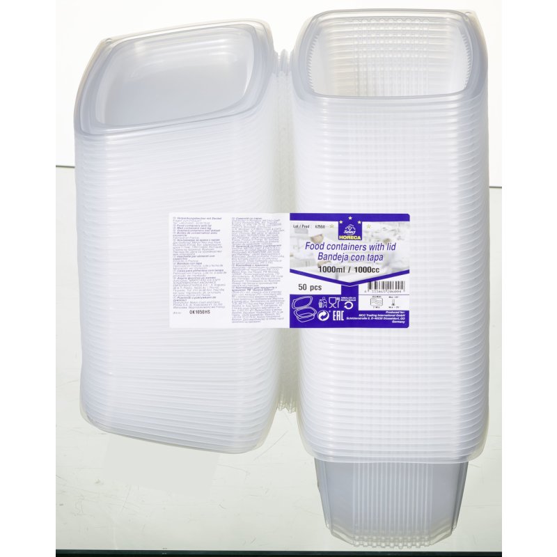 Horeca Select Becher mit Deckel Transparent 1000 ml Polypropylen (PP)